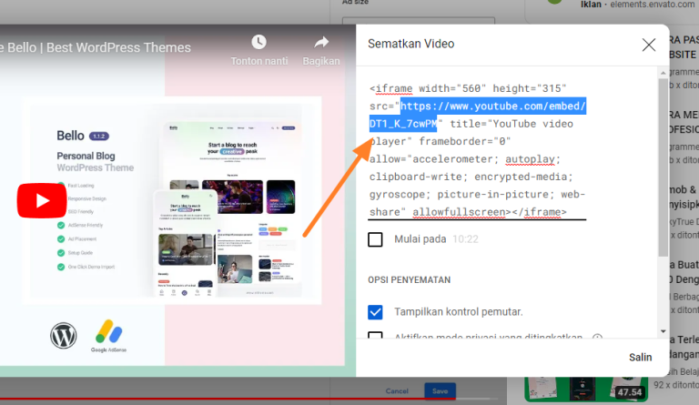 Cara Mudah Embed Video YouTube di Theme eiPro - Eitheme